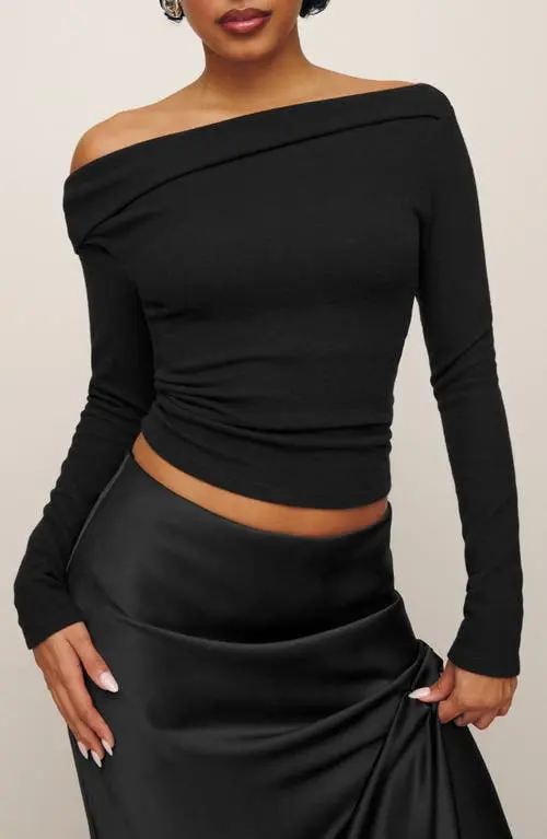 REFORMATION One-shoulder Knit Top - Black