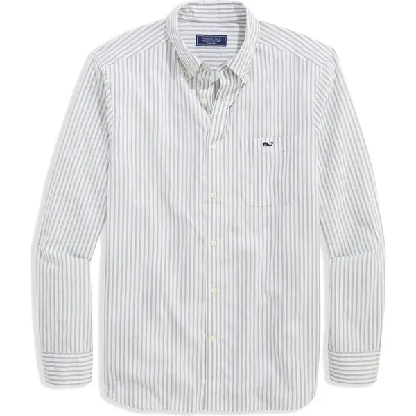 Vineyard Vines Seabird Stripe Perfect Wash Classic Fit Cotton Button-down Shirt - Dune Grass