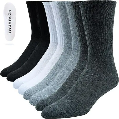 True Religion 8 Pairs Of Athletic Crew Socks - Black/grey/blue