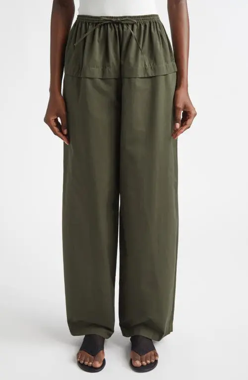 Alaïa Cotton Peplum Pants - Olive