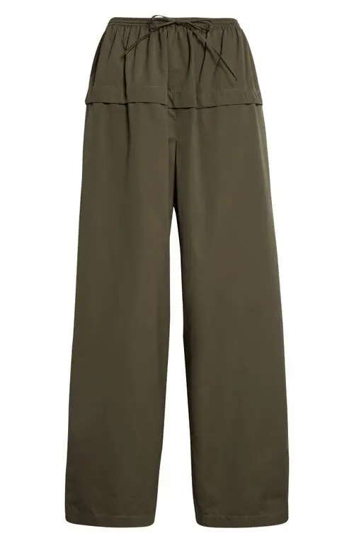 Alaïa Cotton Peplum Pants - Olive