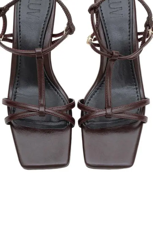 PROLOGUE SHOES Gibson Stiletto Sandals - Burgundy Faux Leather