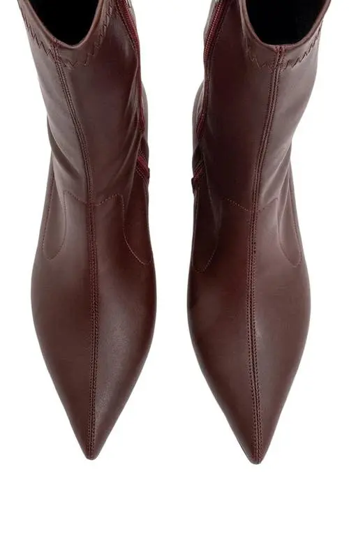 PROLOGUE SHOES Lewin Pointed-toe Stiletto Boots - Burgundy Faux Leather
