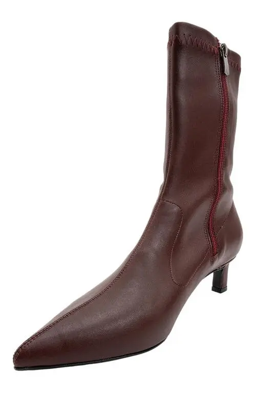 PROLOGUE SHOES Lewin Pointed-toe Stiletto Boots - Burgundy Faux Leather