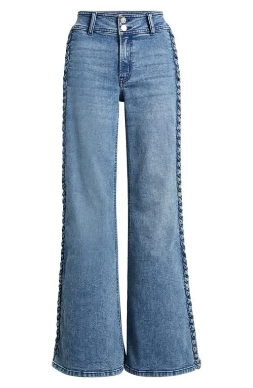 CITY BLUES Side Braid Wide-leg Jeans