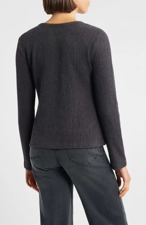CITY BLUES Thermal Knit Henley - Washed Black