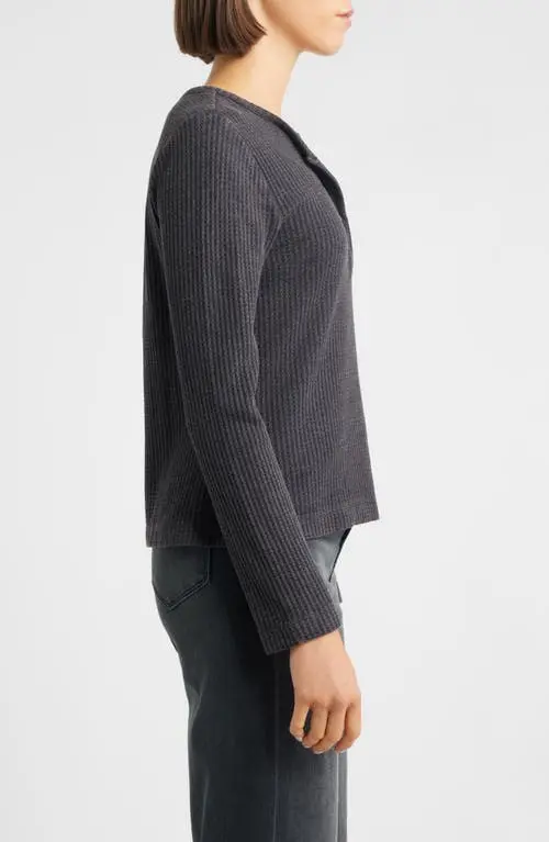 CITY BLUES Thermal Knit Henley - Washed Black