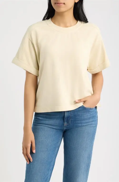 CITY BLUES Boxy Short Sleeve Sweatshirt - Parchment