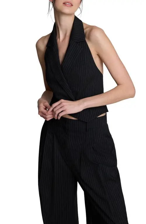 KENNETH COLE Pinstripe Double-breasted Halter Vest