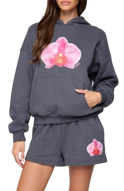 EDIKTED Printed Hoodie - Dark-gray