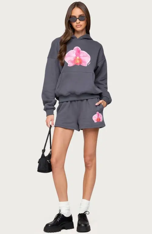 EDIKTED Printed Hoodie - Dark-gray