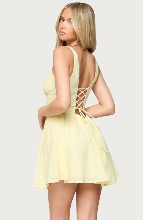 edikted yellow mini dress Pointelle Ruffle Mini Dress Yellow / S