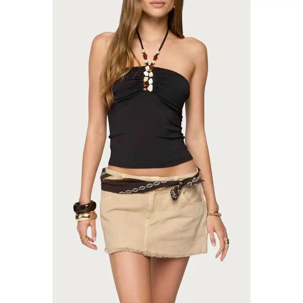 EDIKTED Carmel Bead Halter Top