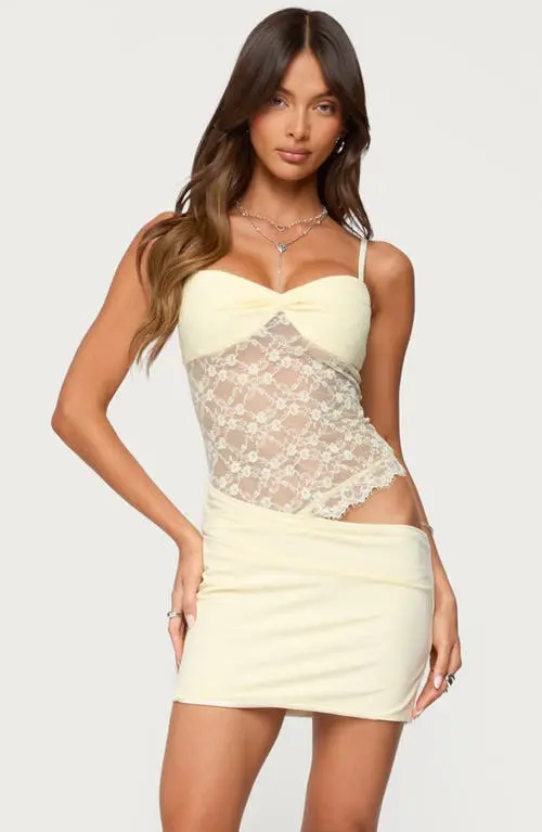 EDIKTED Lace Asymmetric Cutout Minidress