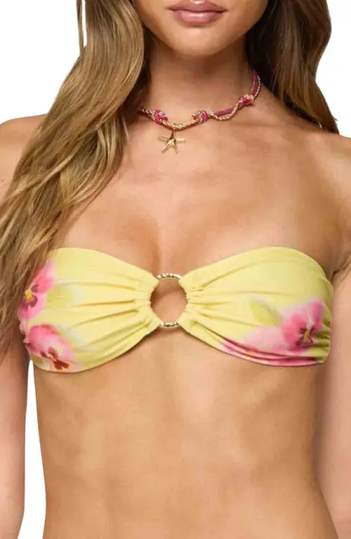 EDIKTED Floral Bandeau Bikini Top - Yellow
