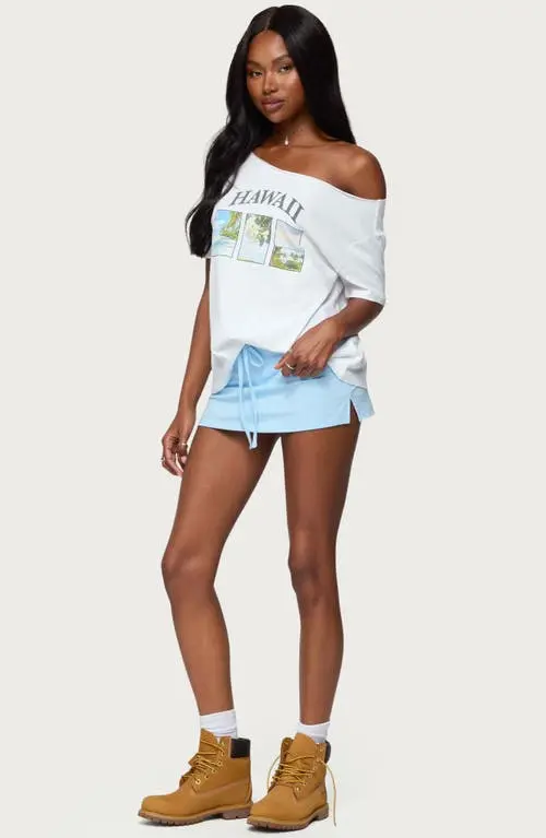 EDIKTED Stretch Cotton Micro Skort - Light-blue