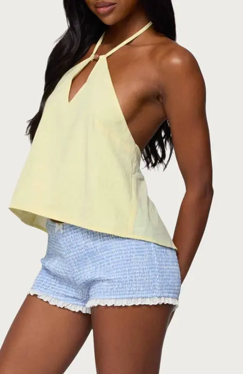 EDIKTED Oliviana Cotton Halter Top - Yellow