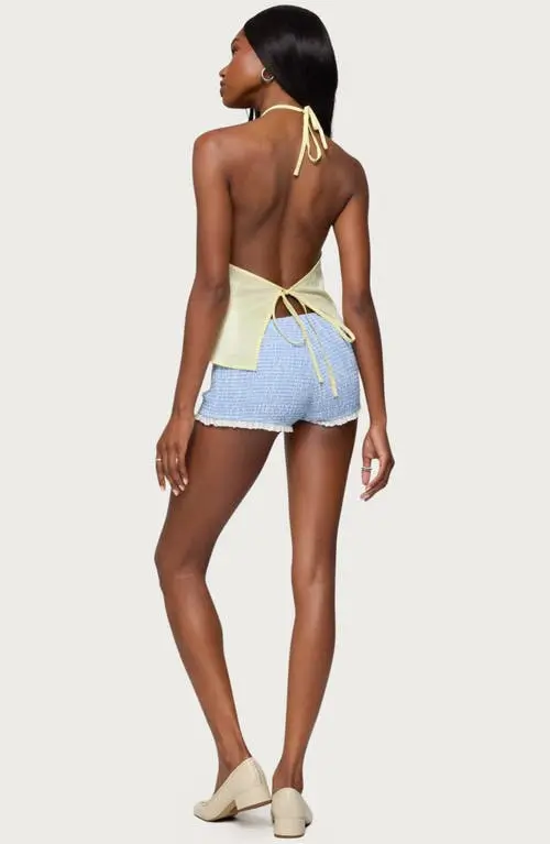 EDIKTED Oliviana Cotton Halter Top - Yellow