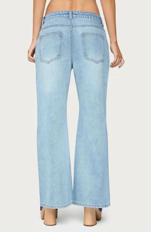 EDIKTED Low Rise Wide Leg Jeans - Light-blue