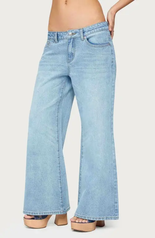 EDIKTED Low Rise Wide Leg Jeans - Light-blue