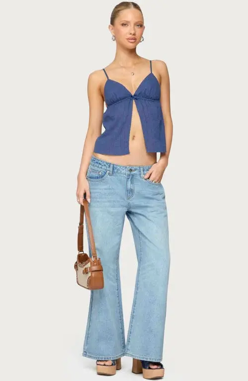 EDIKTED Low Rise Wide Leg Jeans - Light-blue