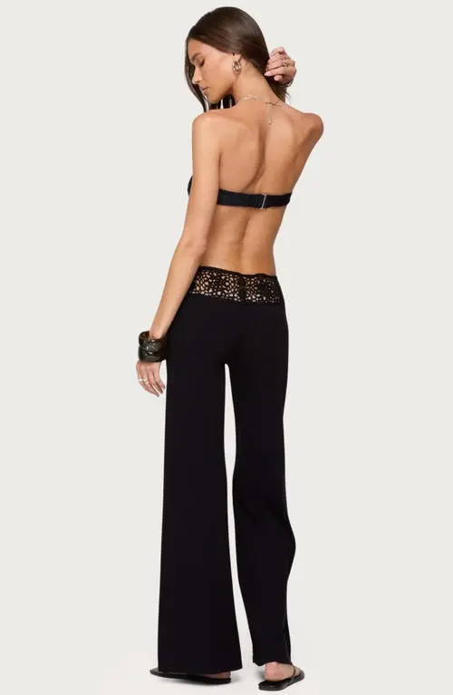 EDIKTED Kirsty Crochet Waist Pants - Black