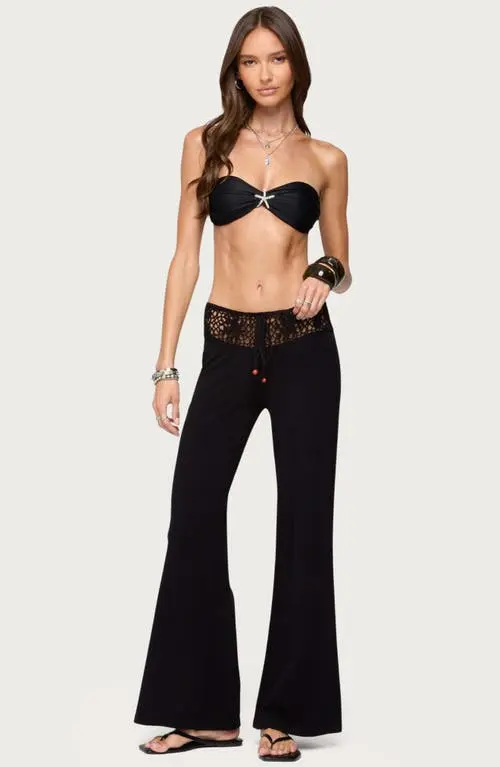 EDIKTED Kirsty Crochet Waist Pants - Black