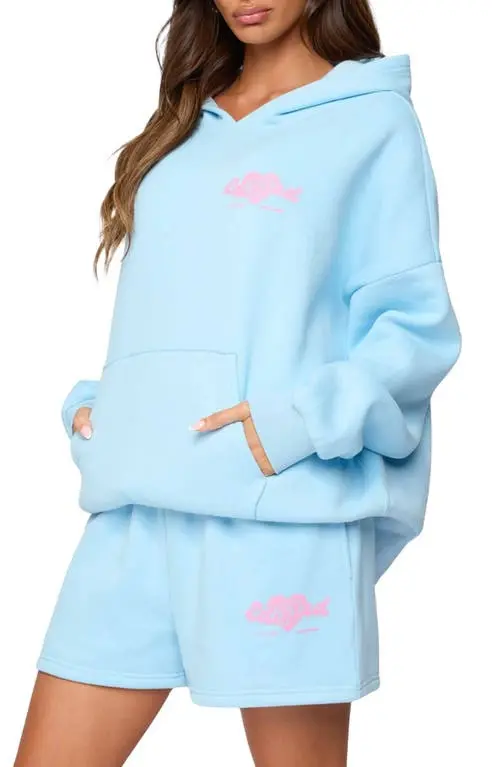 EDIKTED Heart-inspired Logo Hoodie - Light-blue