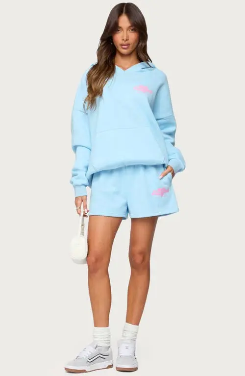 EDIKTED Heart-inspired Logo Hoodie - Light-blue