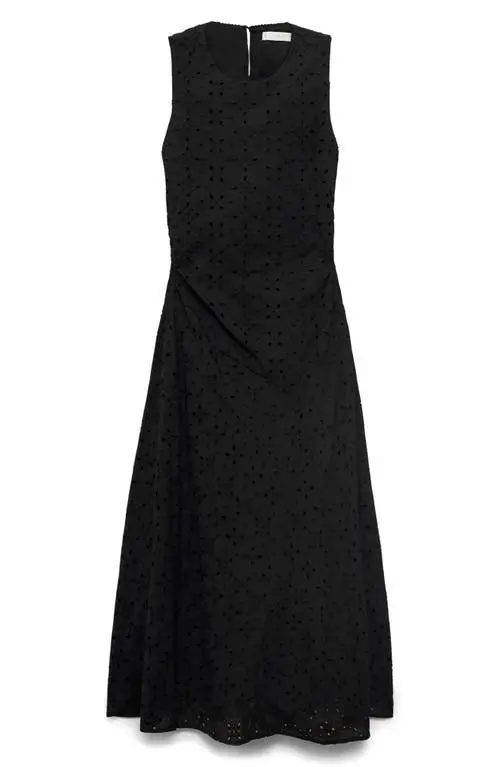 Mango Eyelet Sleeveless Midi Dress