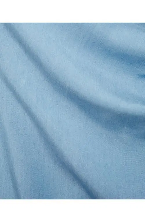 Mango Pleated One-shoulder Chambray Dress