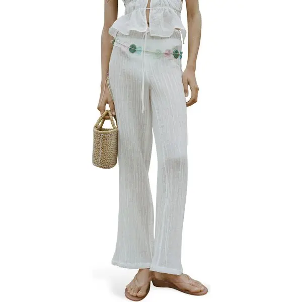 Mango Satin Drawstring Wide Leg Pants