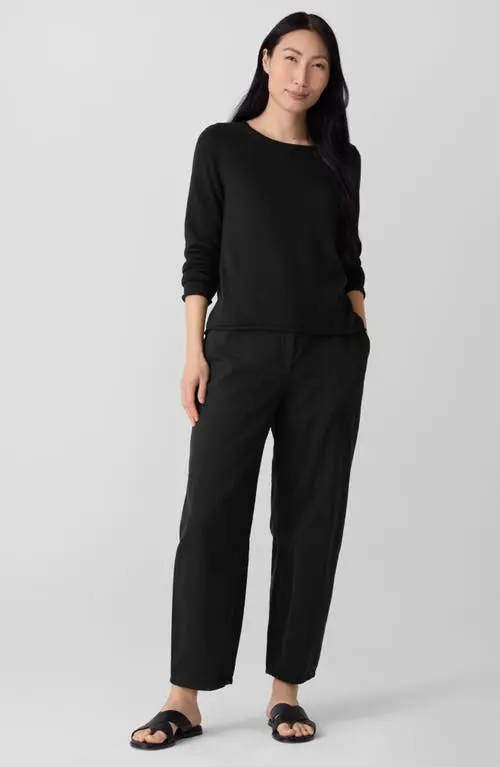 Eileen Fisher Bateau Neck Cotton Blend Sweater - Black