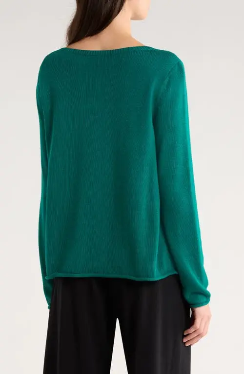 Eileen Fisher Bateau Neck Cotton Blend Sweater - Rainforest