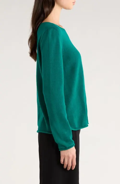 Eileen Fisher Bateau Neck Cotton Blend Sweater - Rainforest