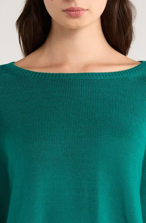 Eileen Fisher Bateau Neck Cotton Blend Sweater - Rainforest