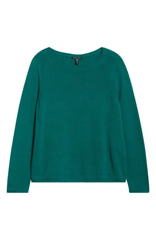 Eileen Fisher Bateau Neck Cotton Blend Sweater - Rainforest