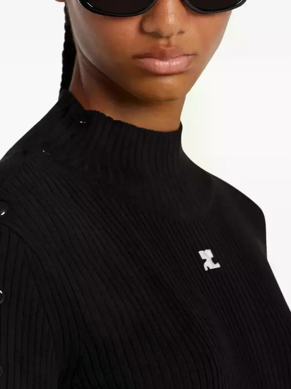 COURREGES Ribbed Button-detailed Dress