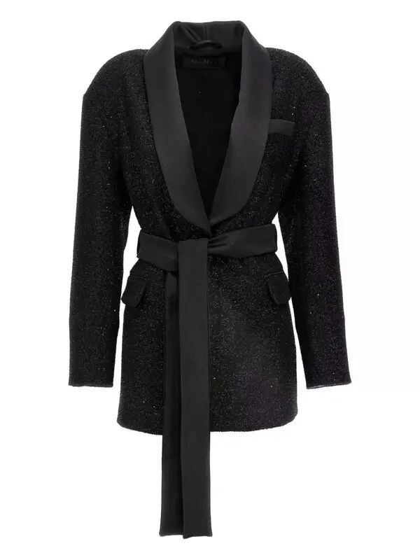 Max Mara Sequin-embellished Blazer With Shawl Collar