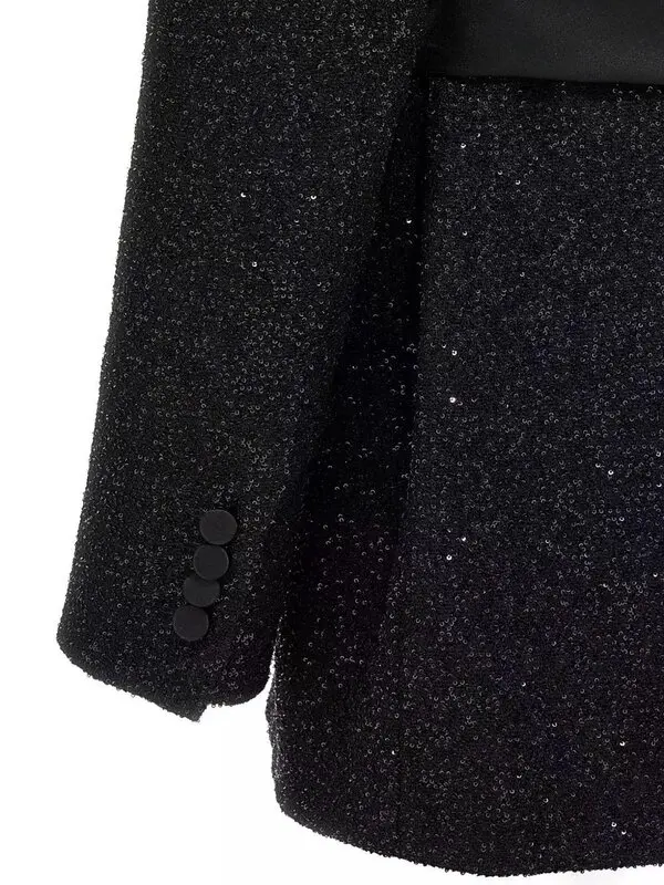 Max Mara Sequin-embellished Blazer With Shawl Collar