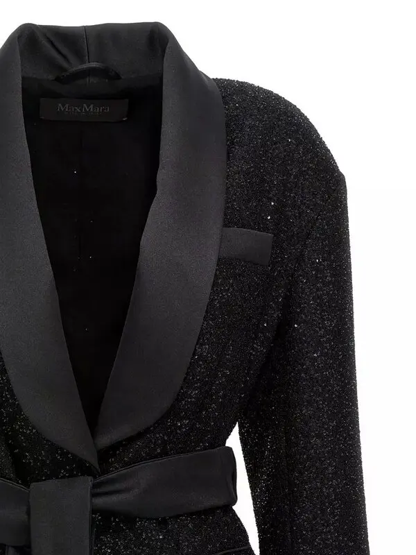 Max Mara Sequin-embellished Blazer With Shawl Collar