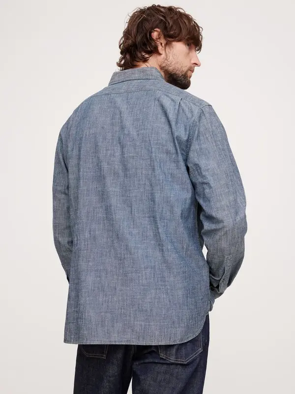 Banana Republic Men's Standard-Fit Chambray Shirt Gray Size XS