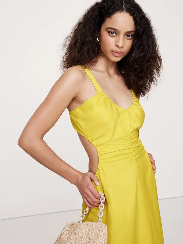 Viscose-linen Cut-out Maxi Dress - Citrus Season Yellow