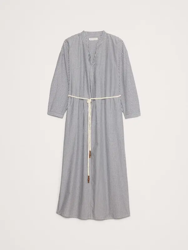 Banana Republic Cotton Poplin Split-Neck Shirt Dress In Navy Blue Stripe -  69% Off | Editorialist