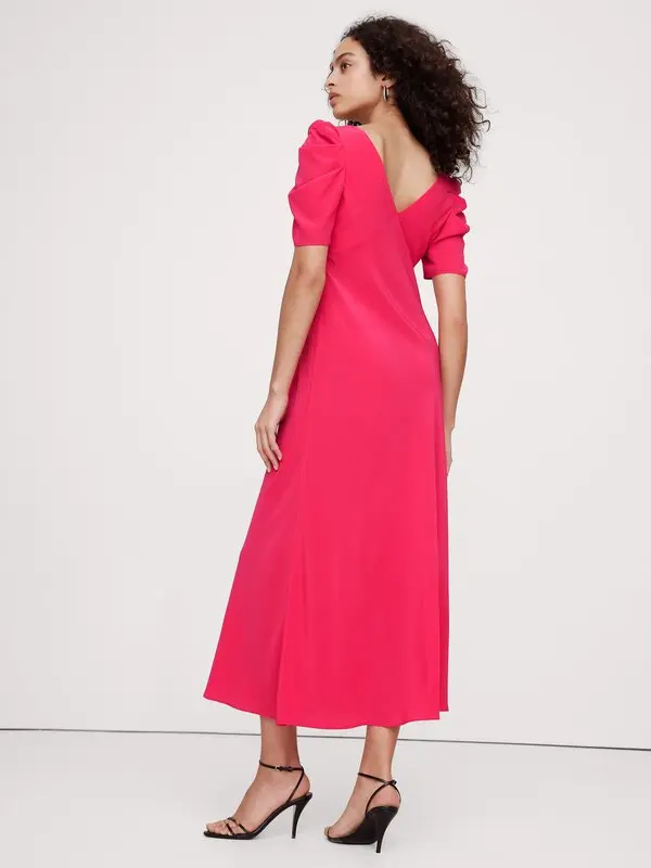 open lace back dress Banana Republic Hot Pink Pleated Dress- Size 12 – The Saved Collection main image 1