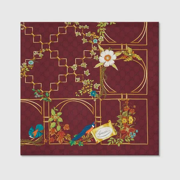 Gucci Printed Silk Twill Carr - Bordeaux
