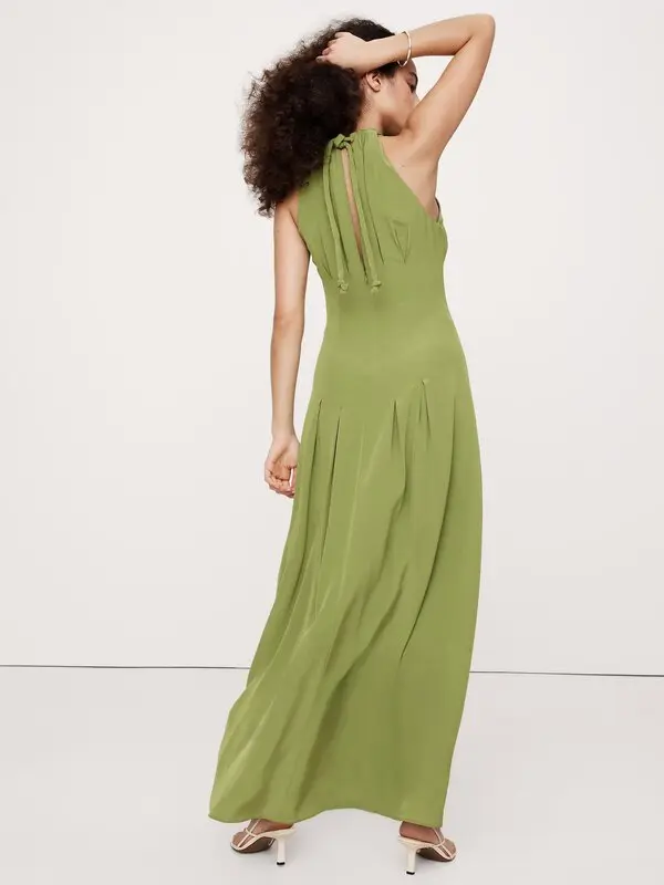 Banana Republic Matte Silk Halter Maxi Dress - Willow Green