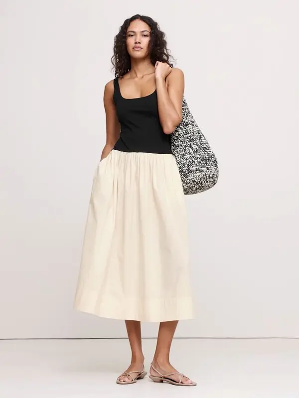 Banana Republic Drop-Waist Midi Dress - Spiced Olive Green | Editorialist
