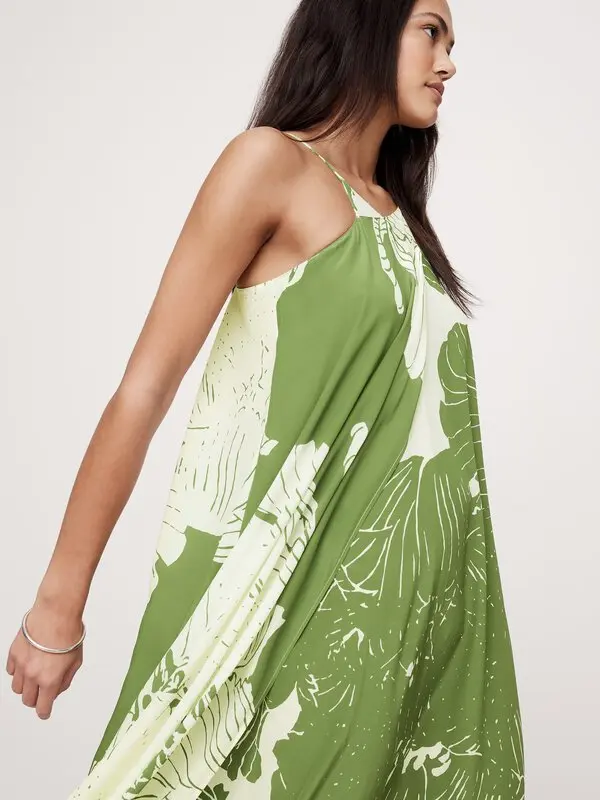 Banana Republic Matte Silk Cross-Front Maxi Dress In Green Floral - 57% Off  | Editorialist