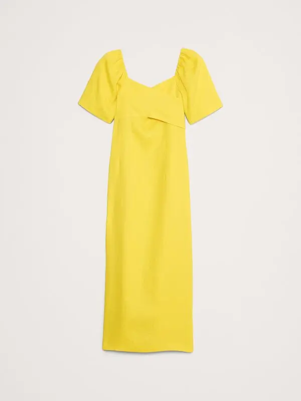 Banana Republic Linen Sweetheart Midi Dress - Citrus Season Yellow |  Editorialist
